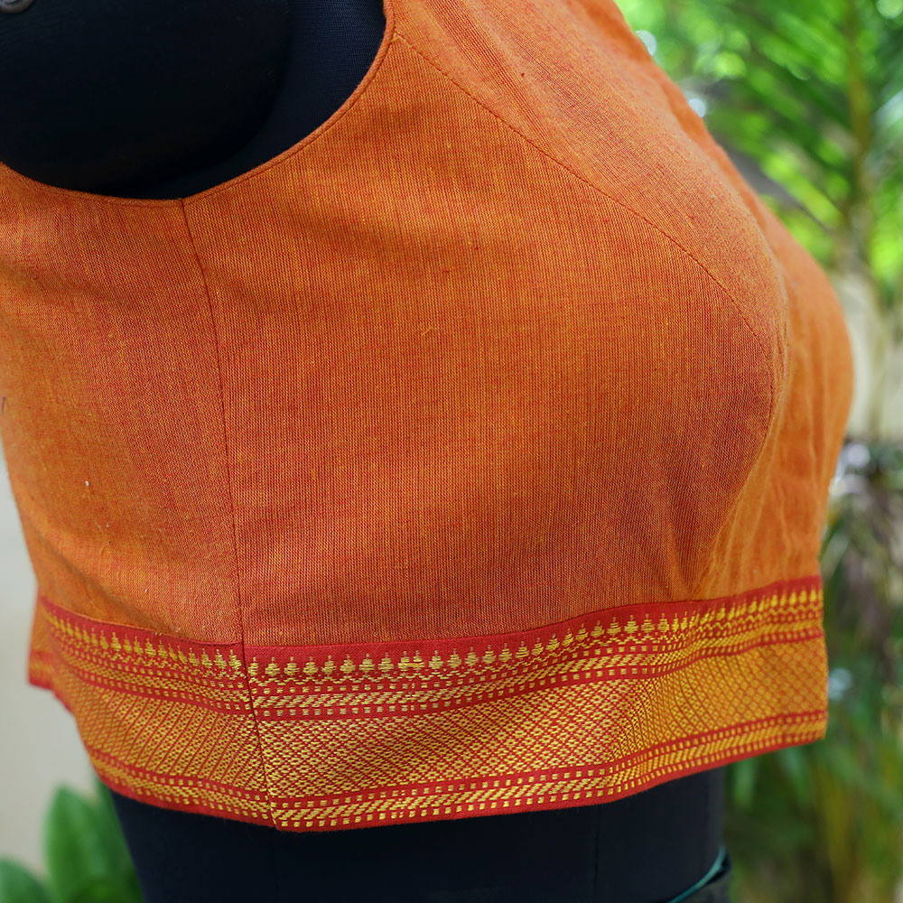 Orangish Rust Mangalgiri Blouse