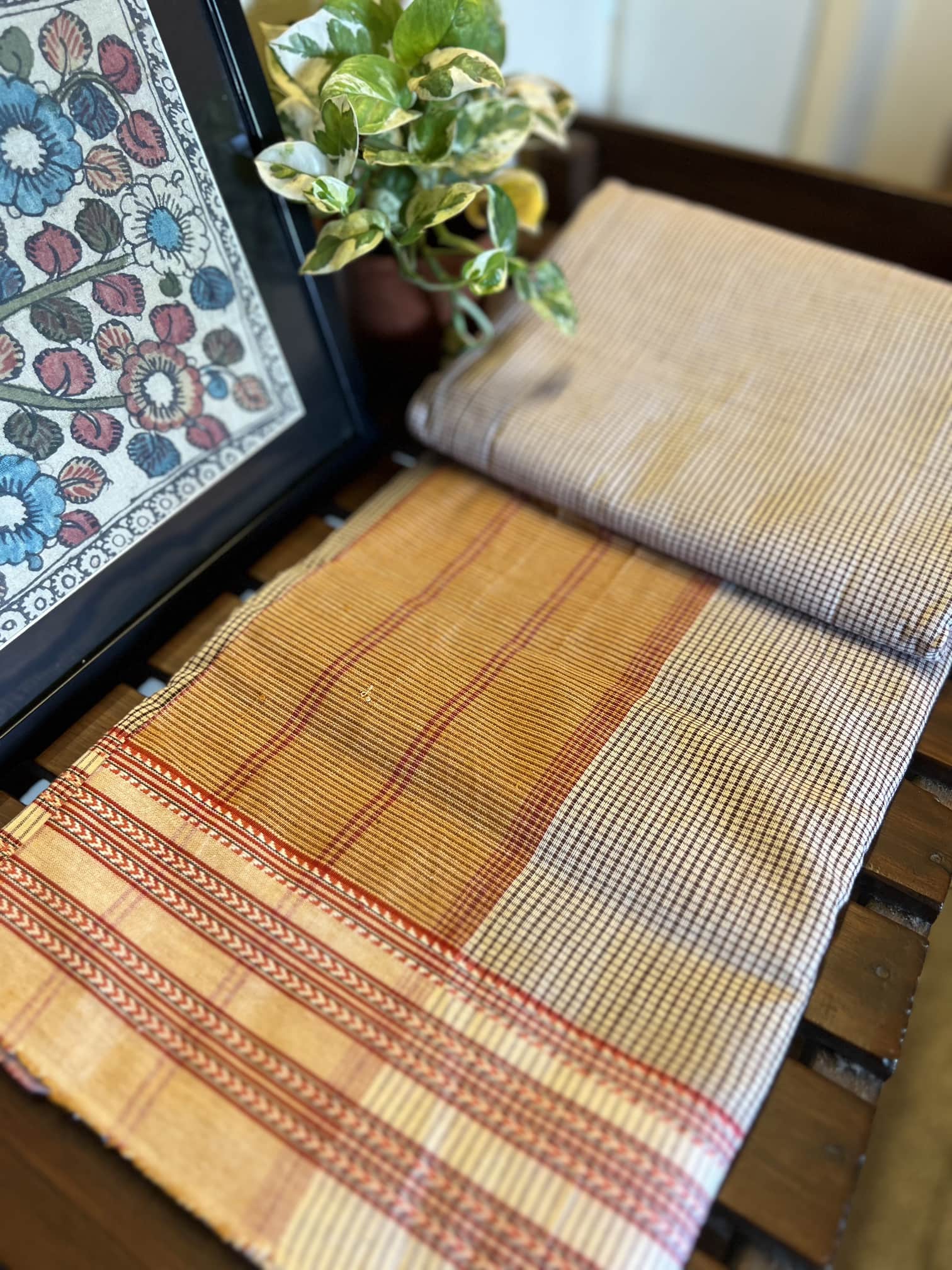 Small checks Gomi Teni Saree