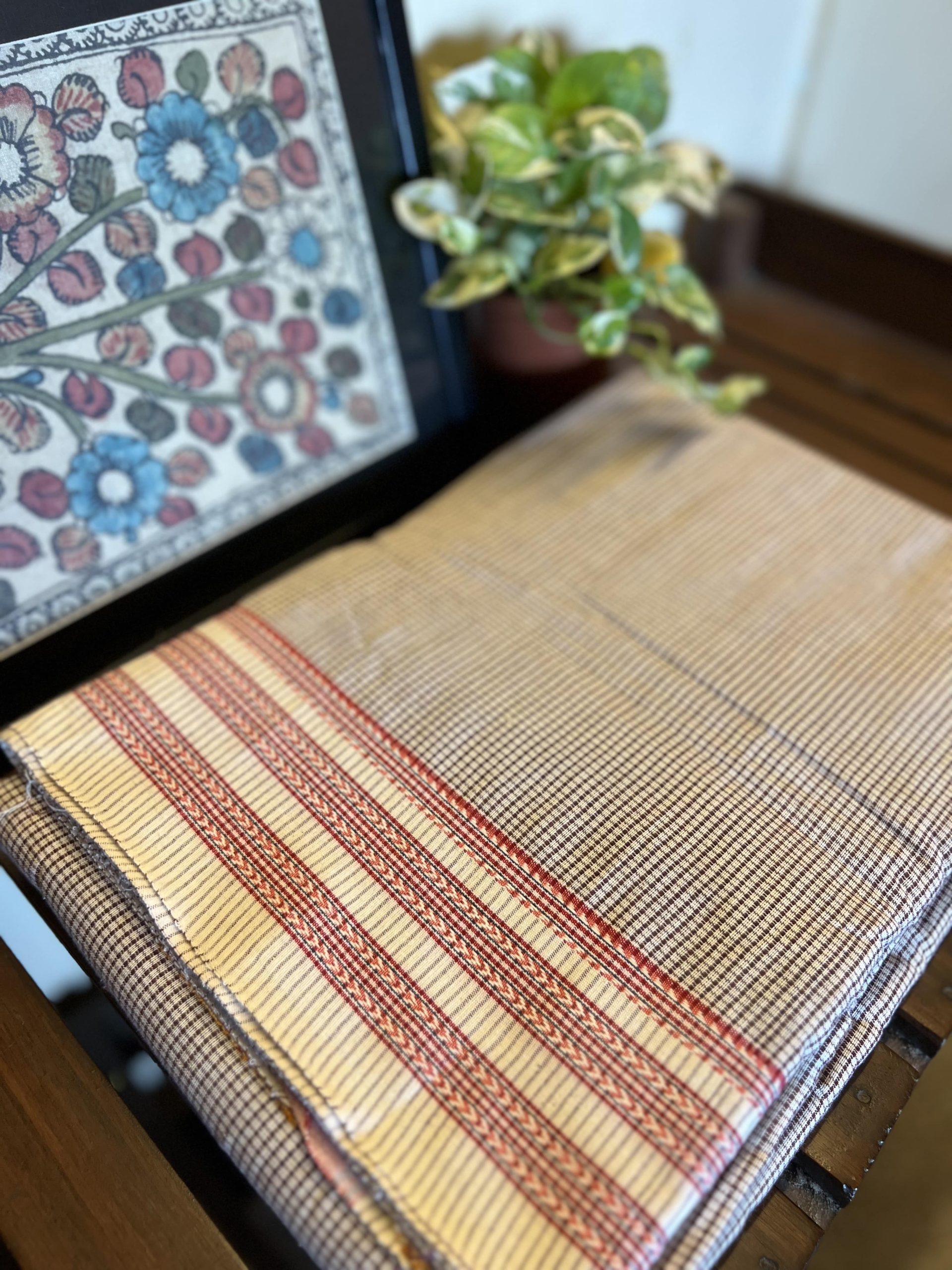 Small checks Gomi Teni Saree